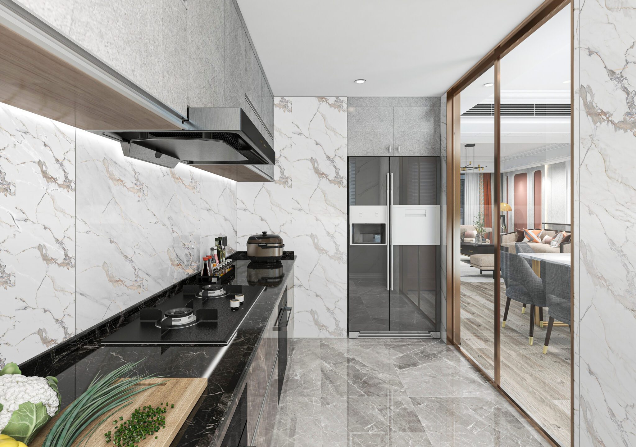 PVC Wandpaneel 120x260 cm Calacatta Gold Marmoroptik - Paneeleshop.de